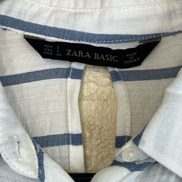 Tops | Zara Basic Blouse White And Blue Stripes | Poshmark